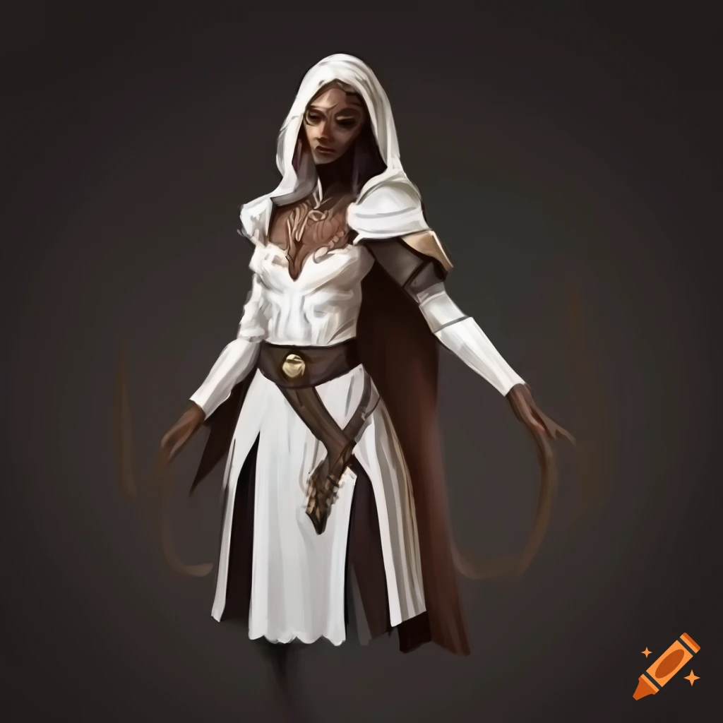 A black female cleric with a white outfit on Craiyon