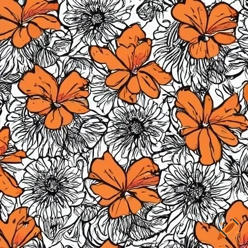Orange flowers pattern on Craiyon