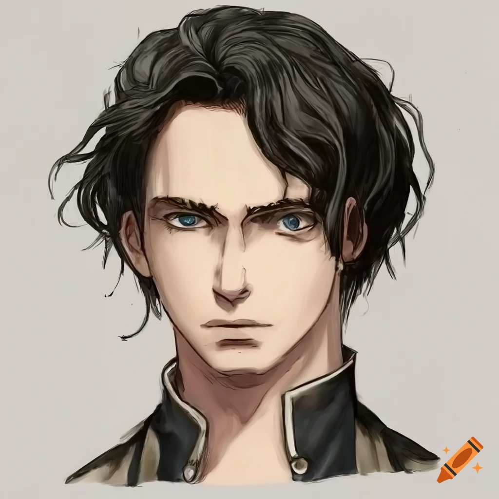 Maximilian blackthorne as a manga character, portrait