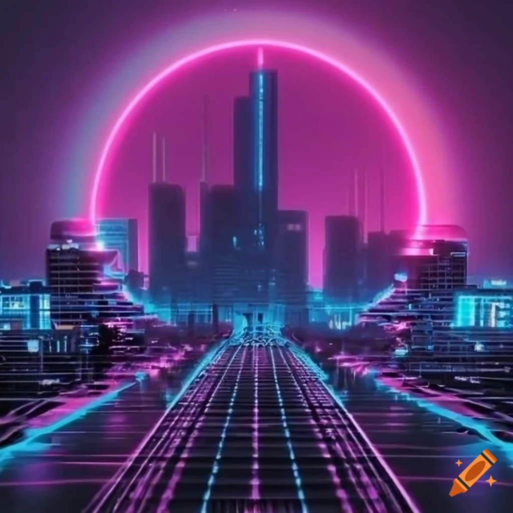 Synthwave city lights