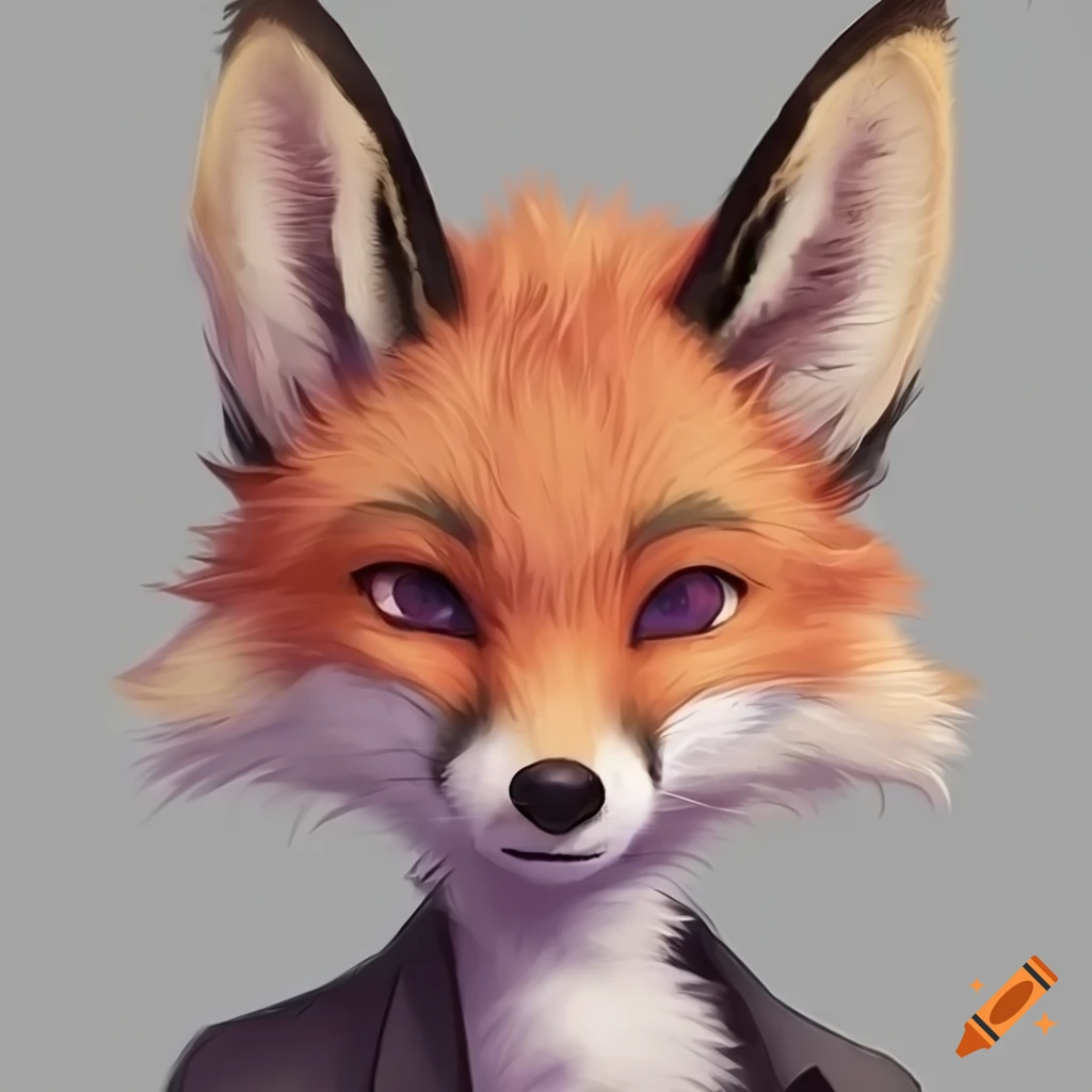 Furry fox headshot, cute, long ears