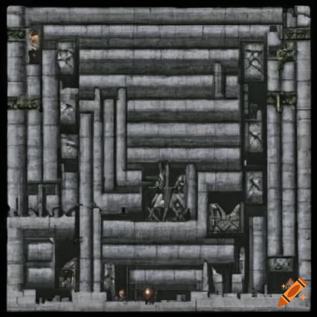 Dungeon art from a classic home computer game era on Craiyon