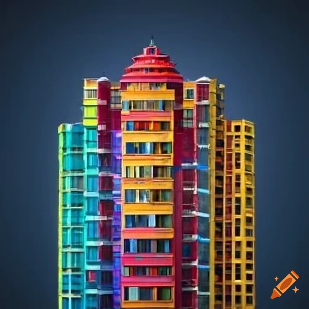 A colorful surreal building stand alone