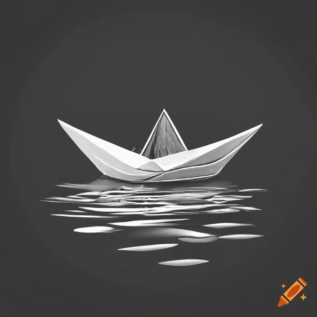 A paper boat floating in the ocean with a small almond inside on Craiyon