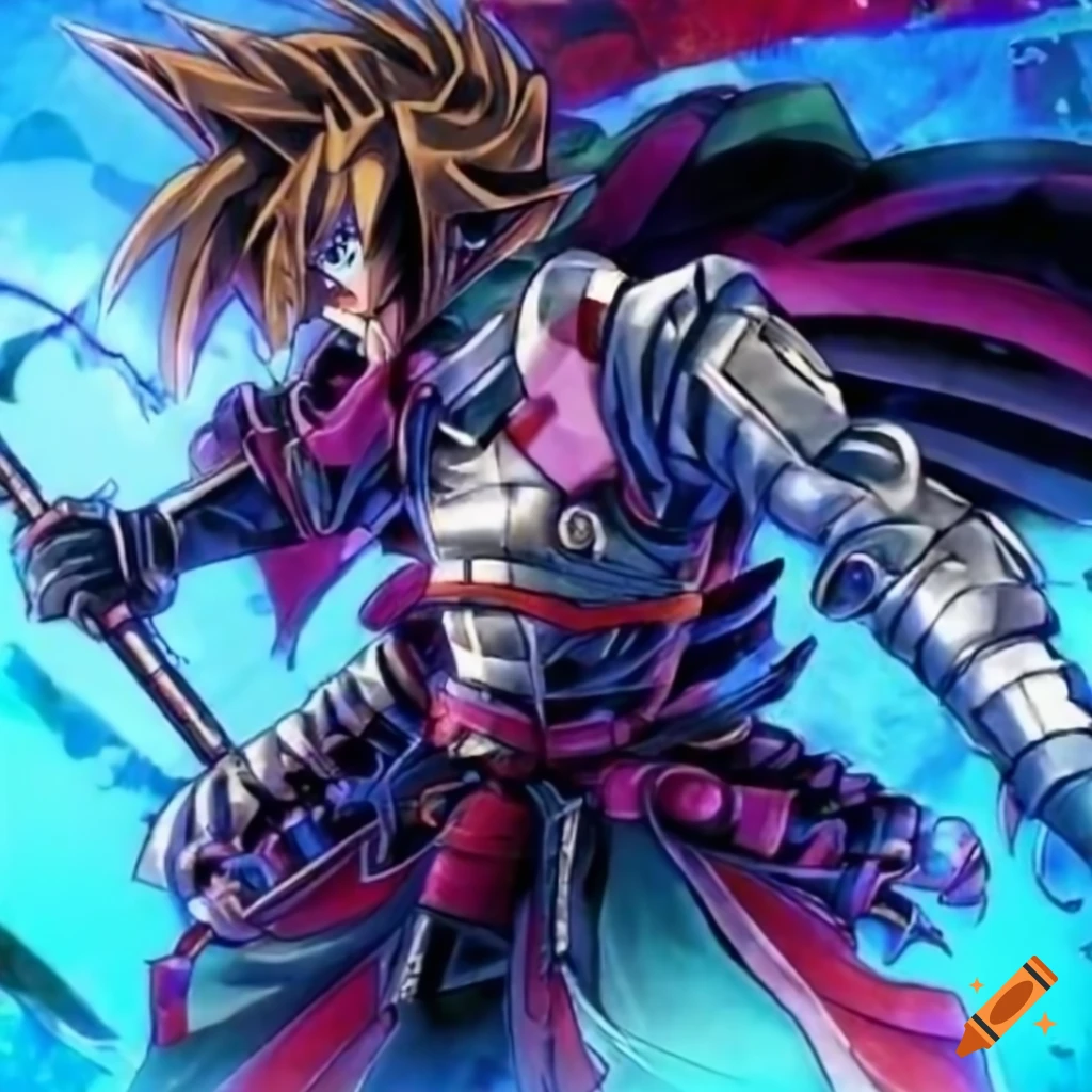 Yugioh card art, anime wind japanese samurai, simple art on Craiyon