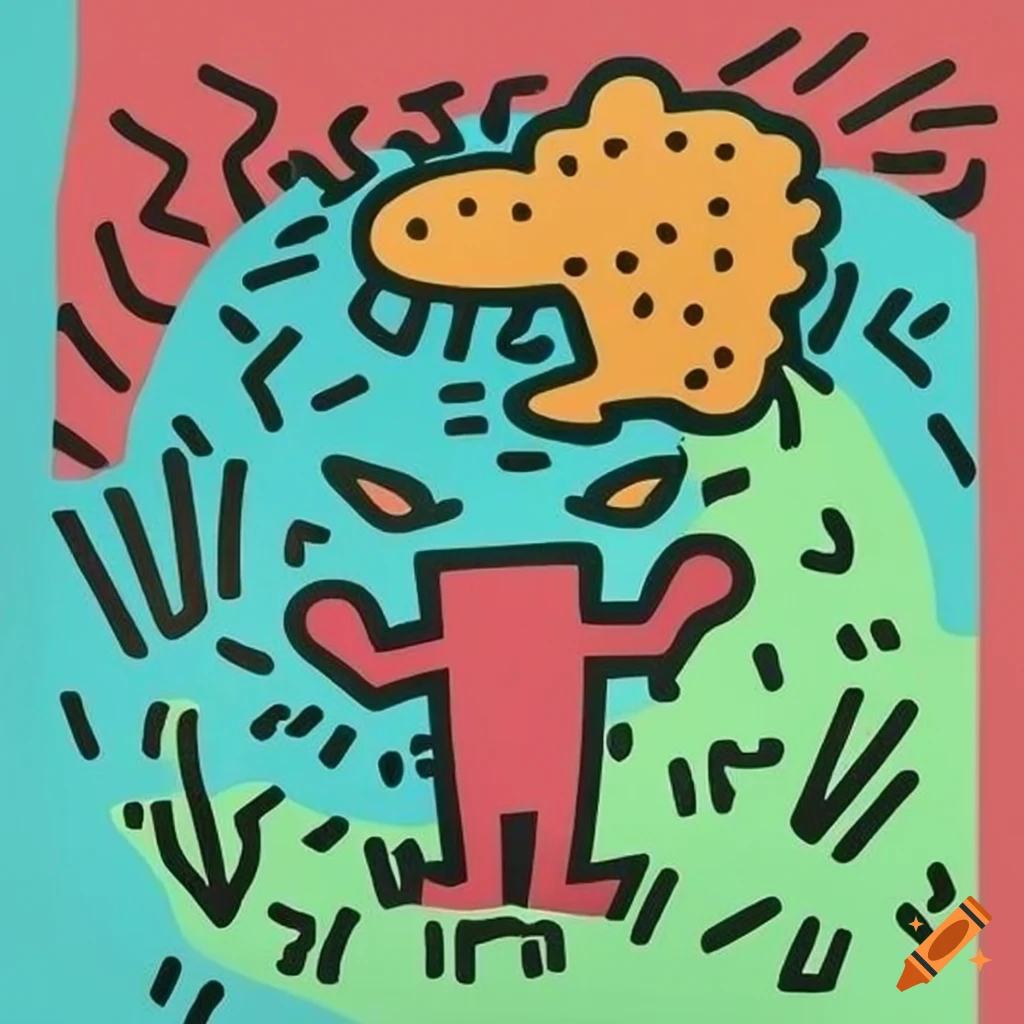 A graphic poster in the world of keith haring on the theme of ecology
