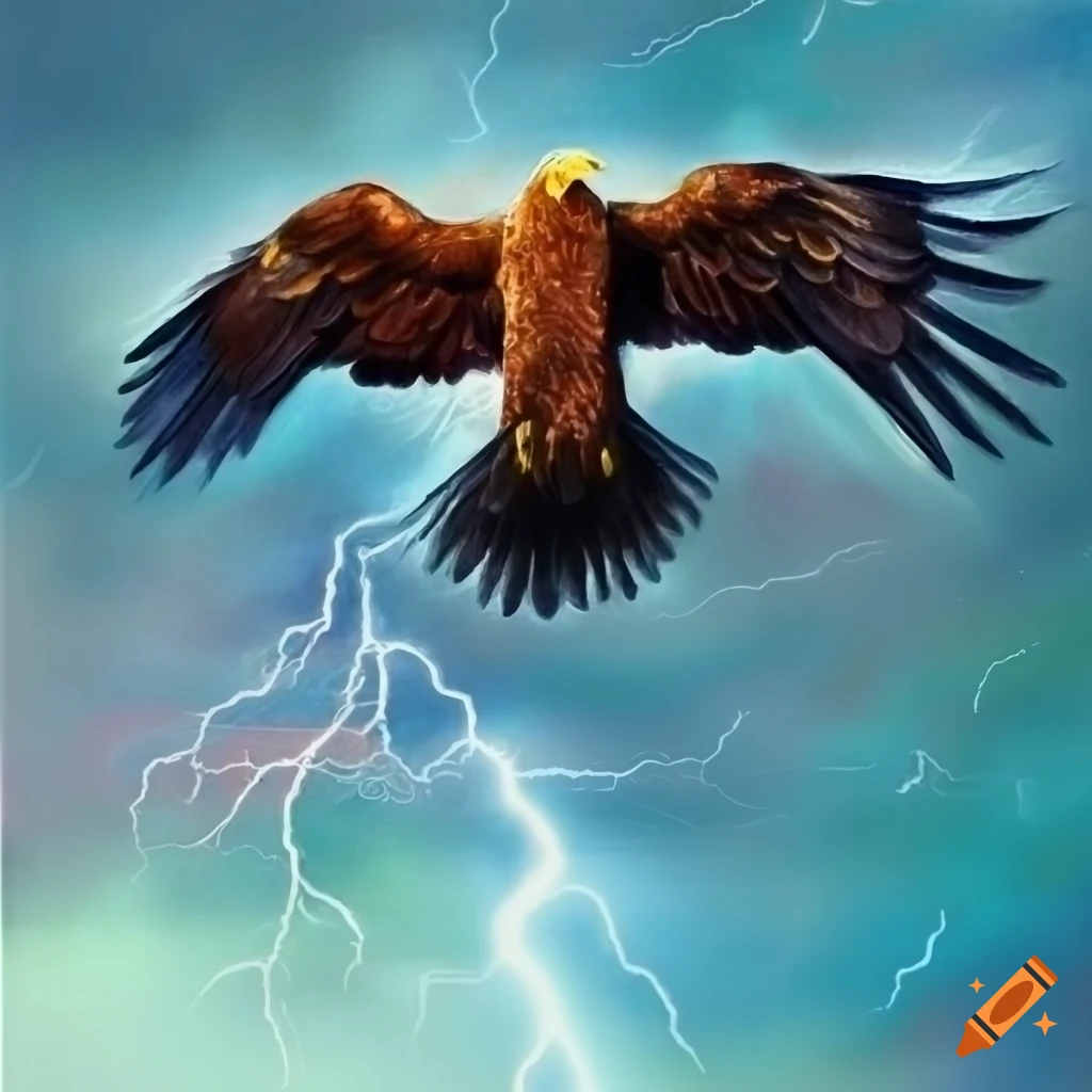 Tree of life, symbolic, white background, thunder lightning eagle on ...