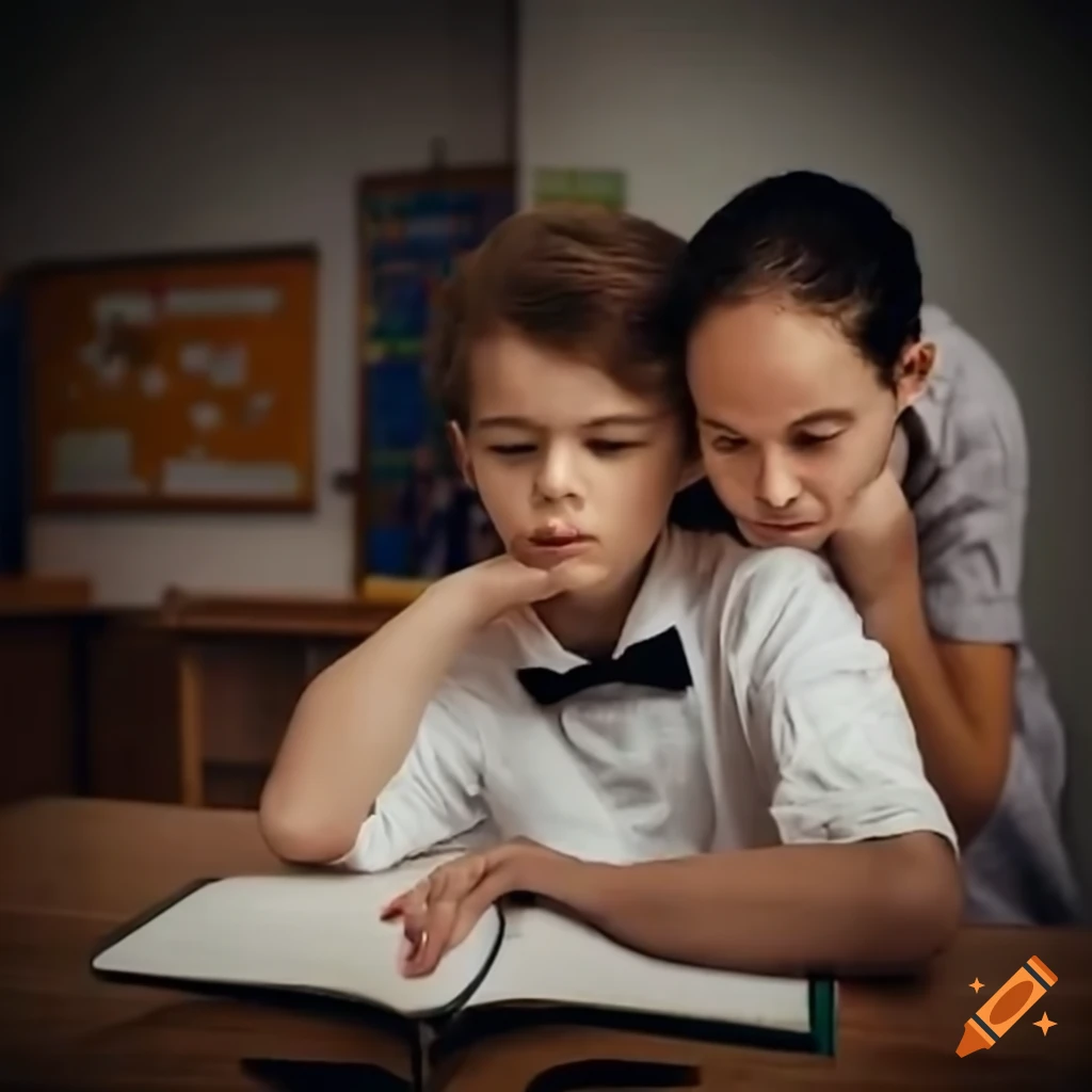 A male teacher telling a story to students on Craiyon