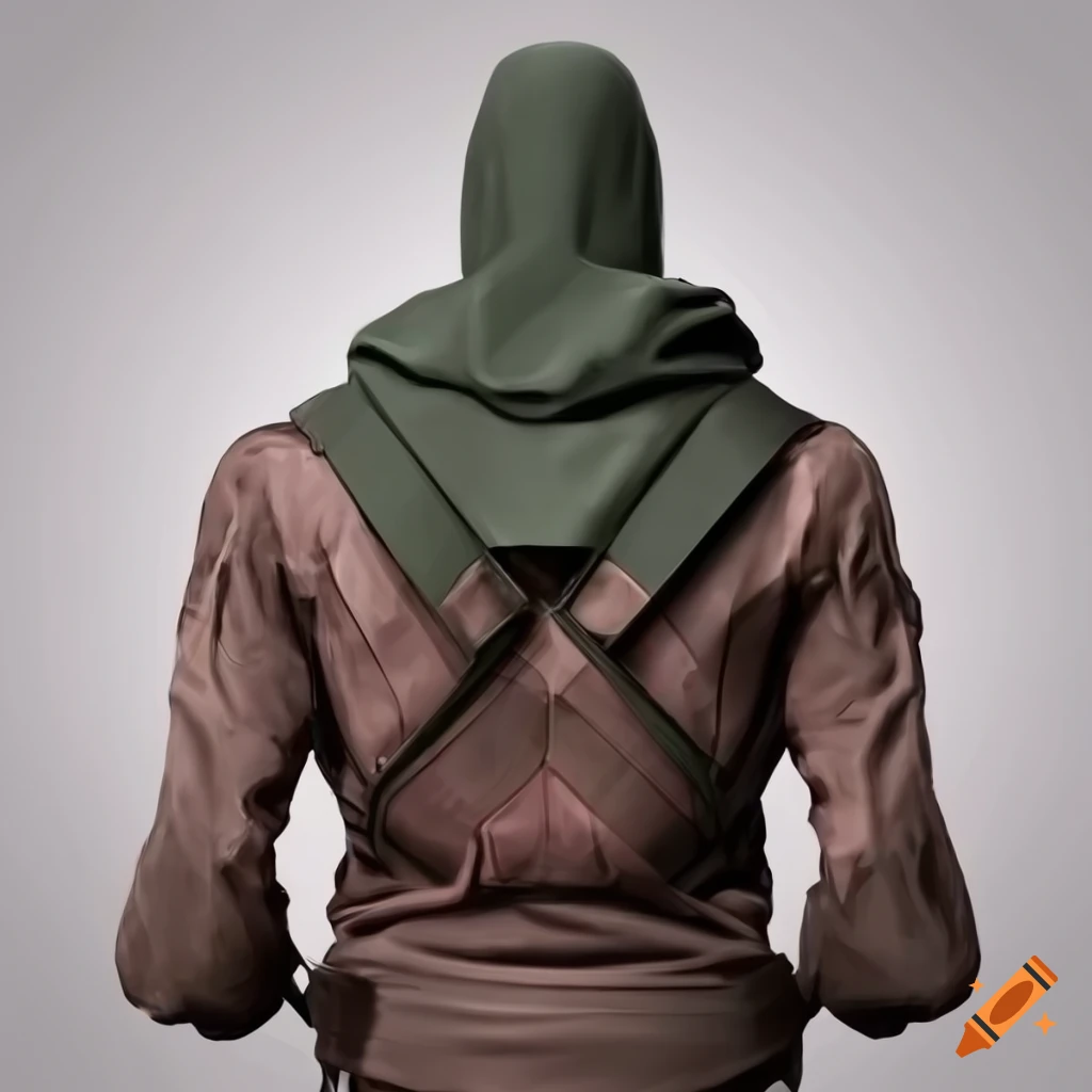 Human rogue from behind, plain white background on Craiyon