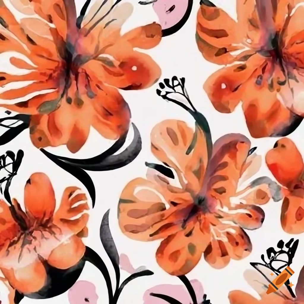 Orange flowers pattern on Craiyon