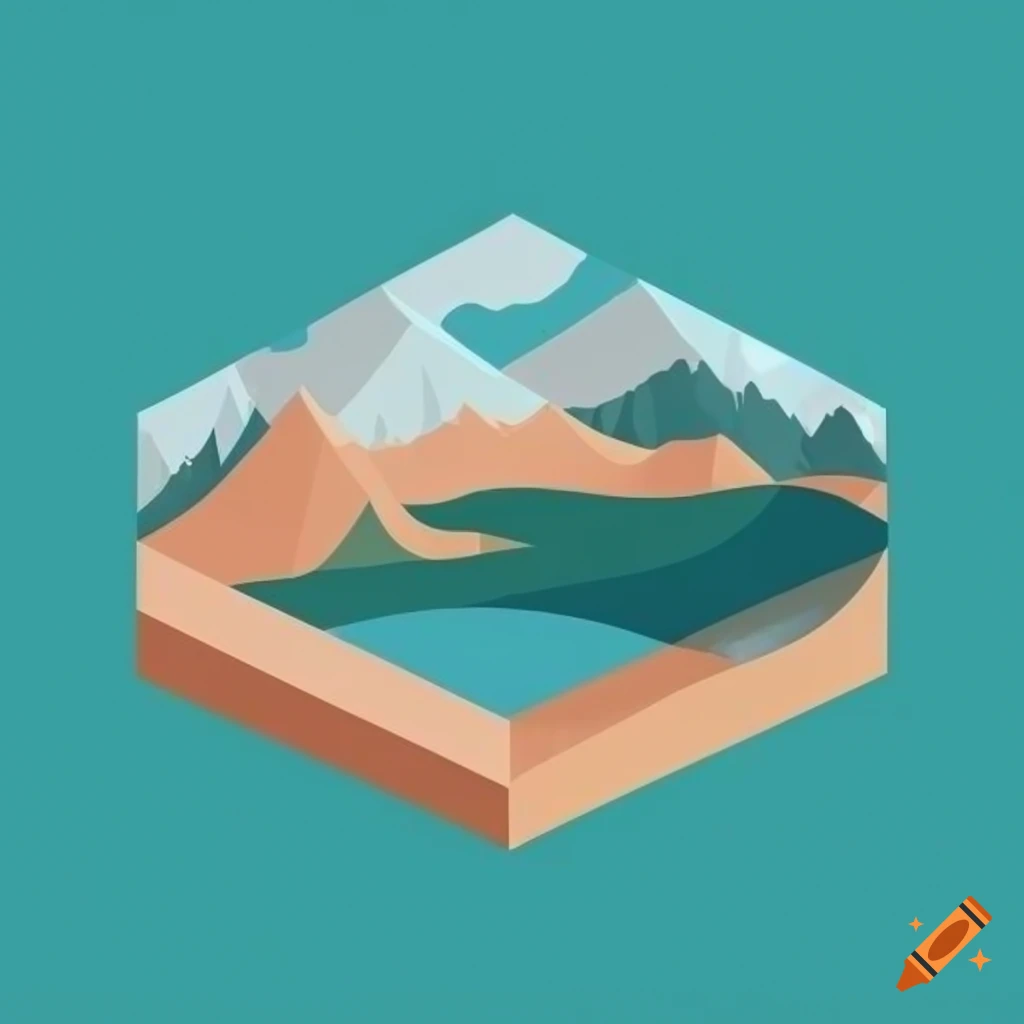 Breathtaking mountain landscape immersive illustration minimalistic ...