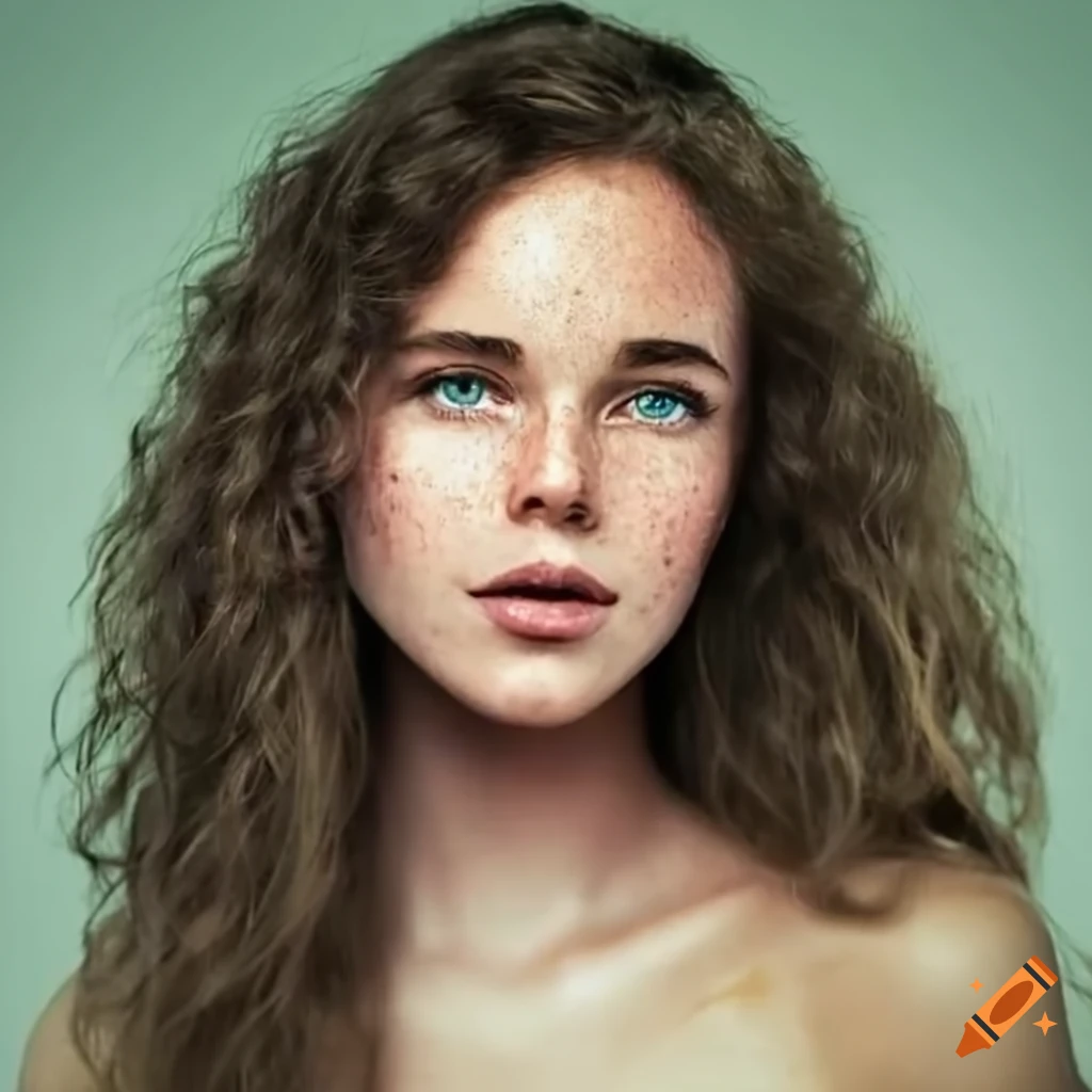 Beautiful young woman very light freckles