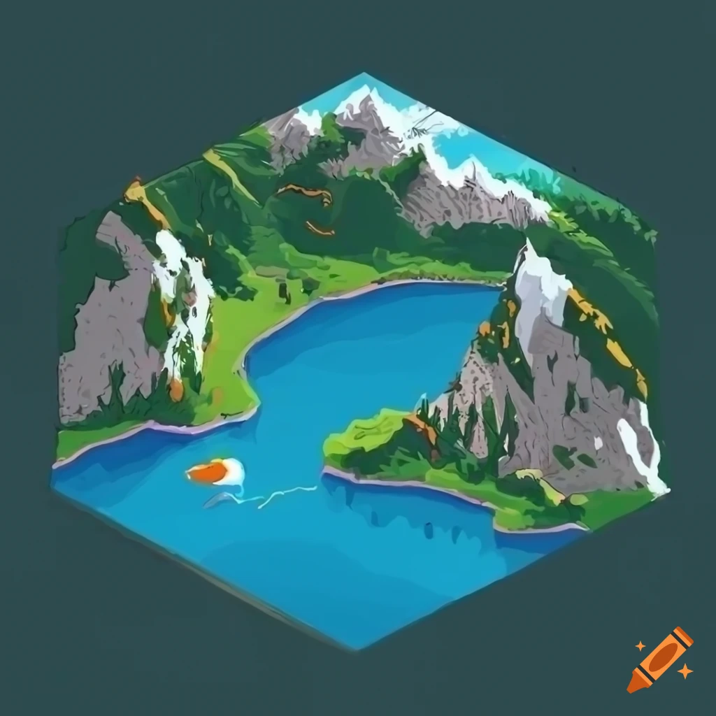 Mountain landscape roads immersive illustration minimalistic logo of a ...