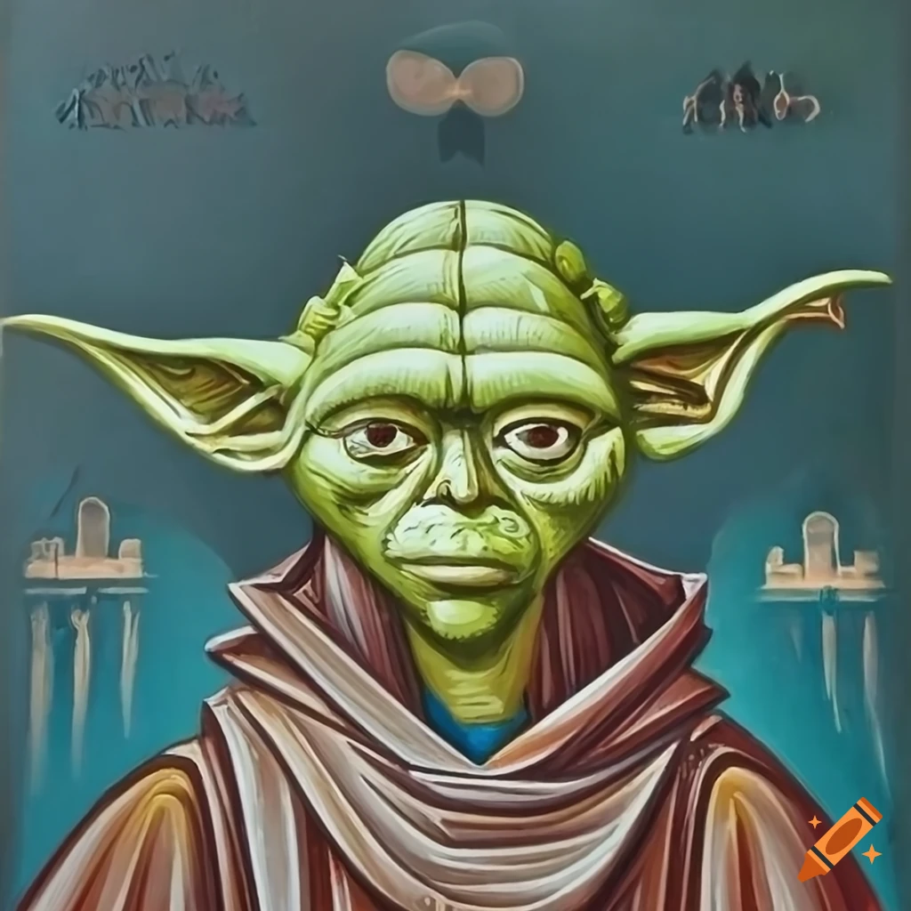 Greek orthodox byzantine icon painting of yoda