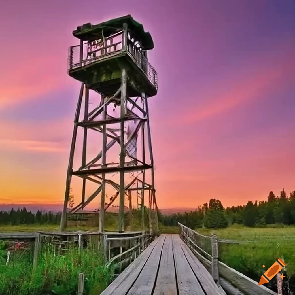 Real life, very vibrant, a national forest park, with a wooden ...