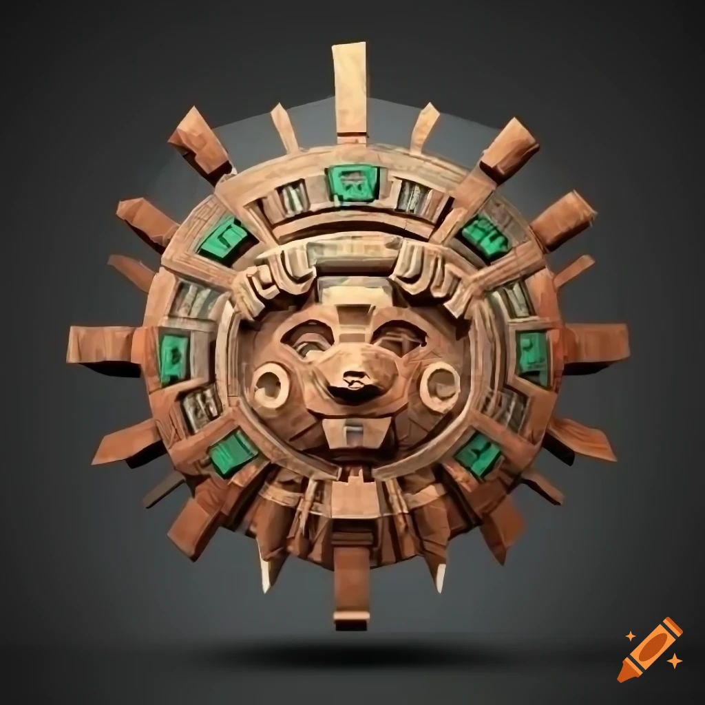 Escudo azteca en 3d estilo low poly