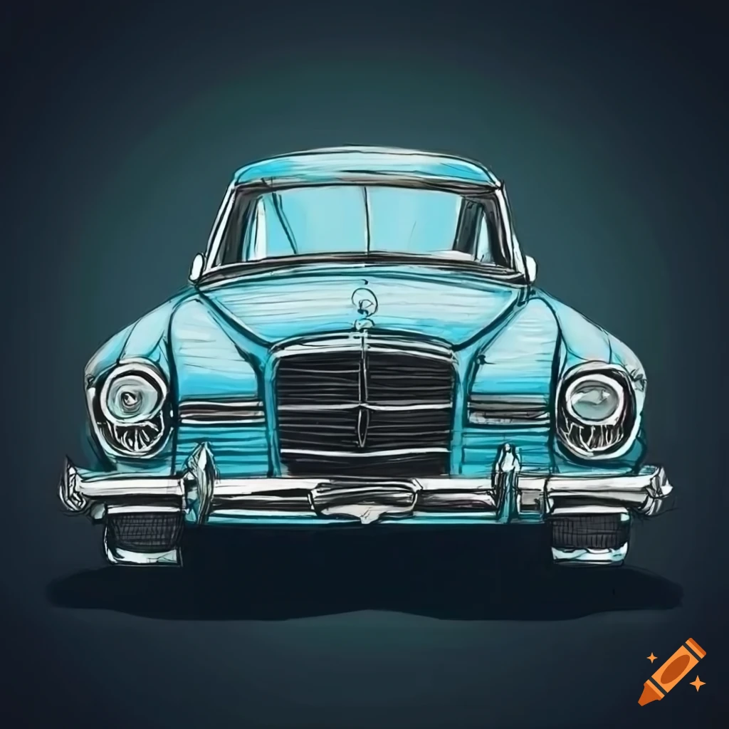 Sketch of a classic mercedes-benz car on Craiyon