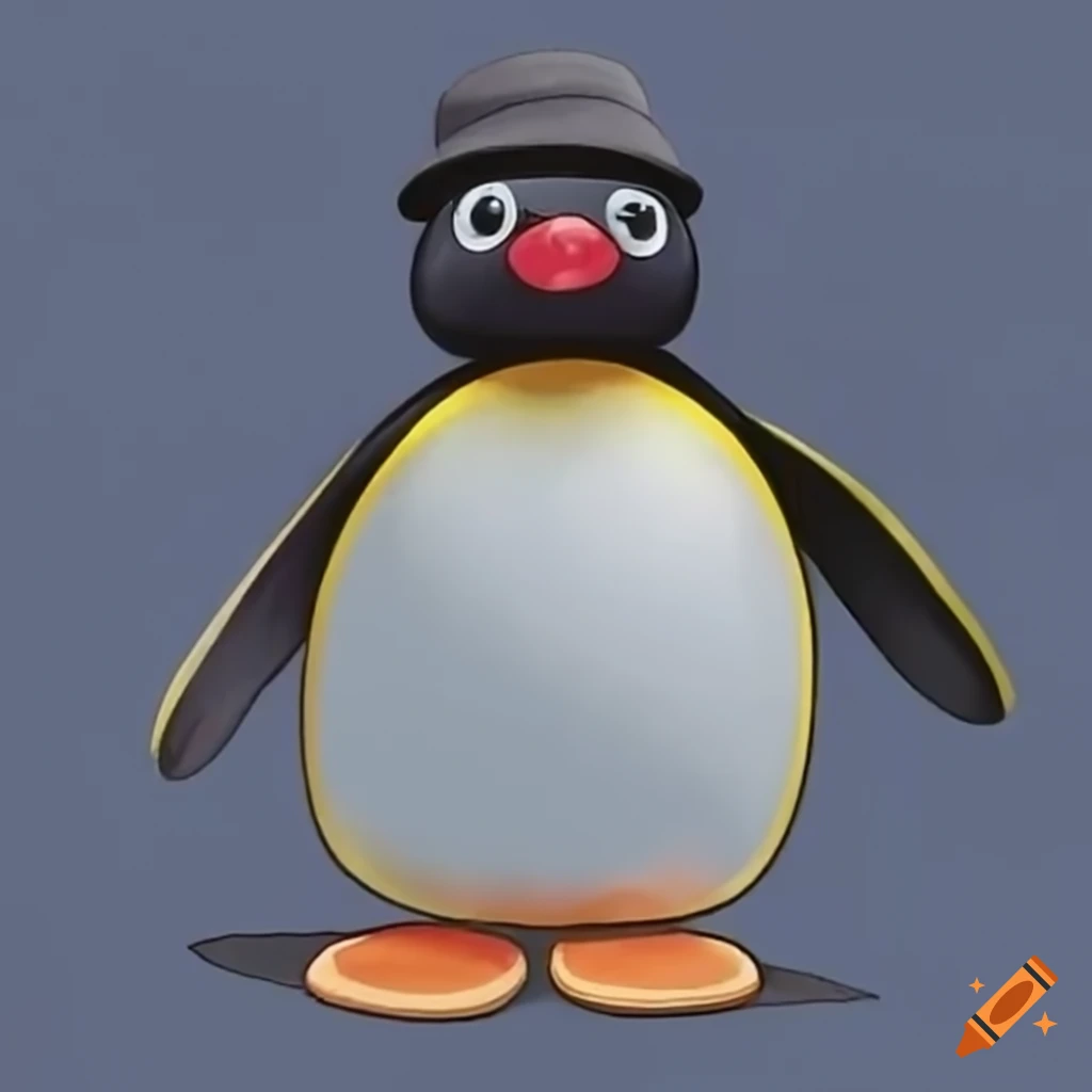 Pingu wearing a bucket hat on Craiyon