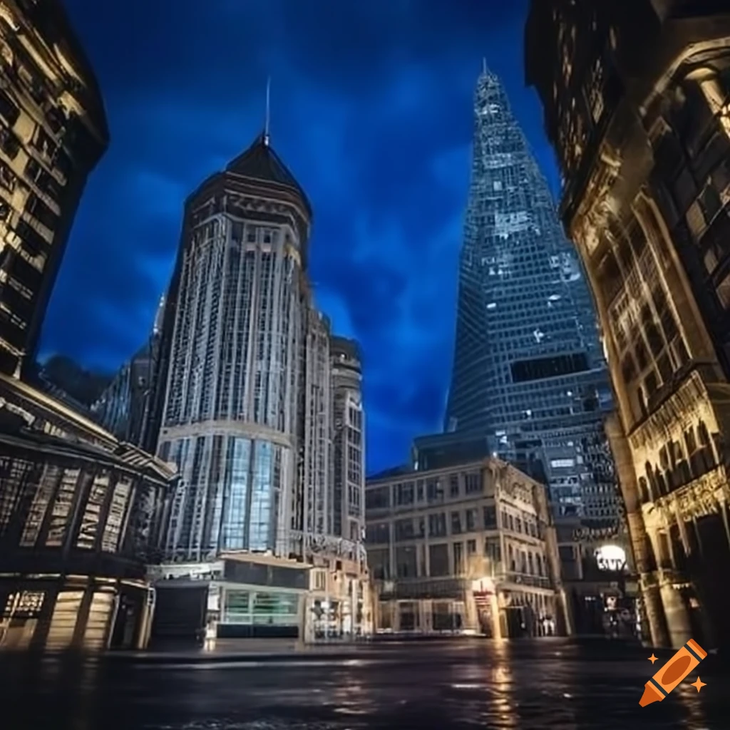A corporate photo of buildings on Craiyon
