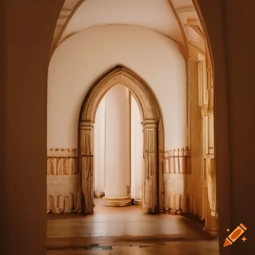 Pastel castle interior view on Craiyon