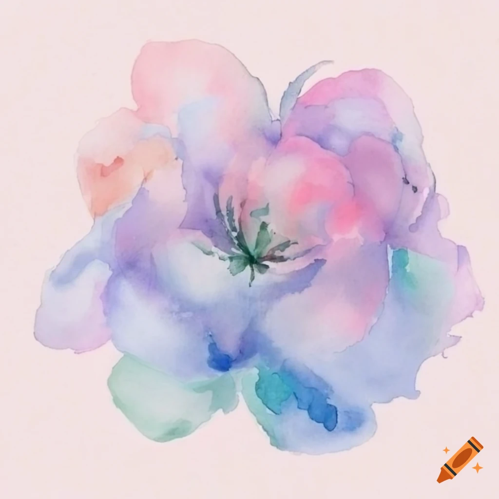Delicate pastel flowers painted with watercolor on Craiyon