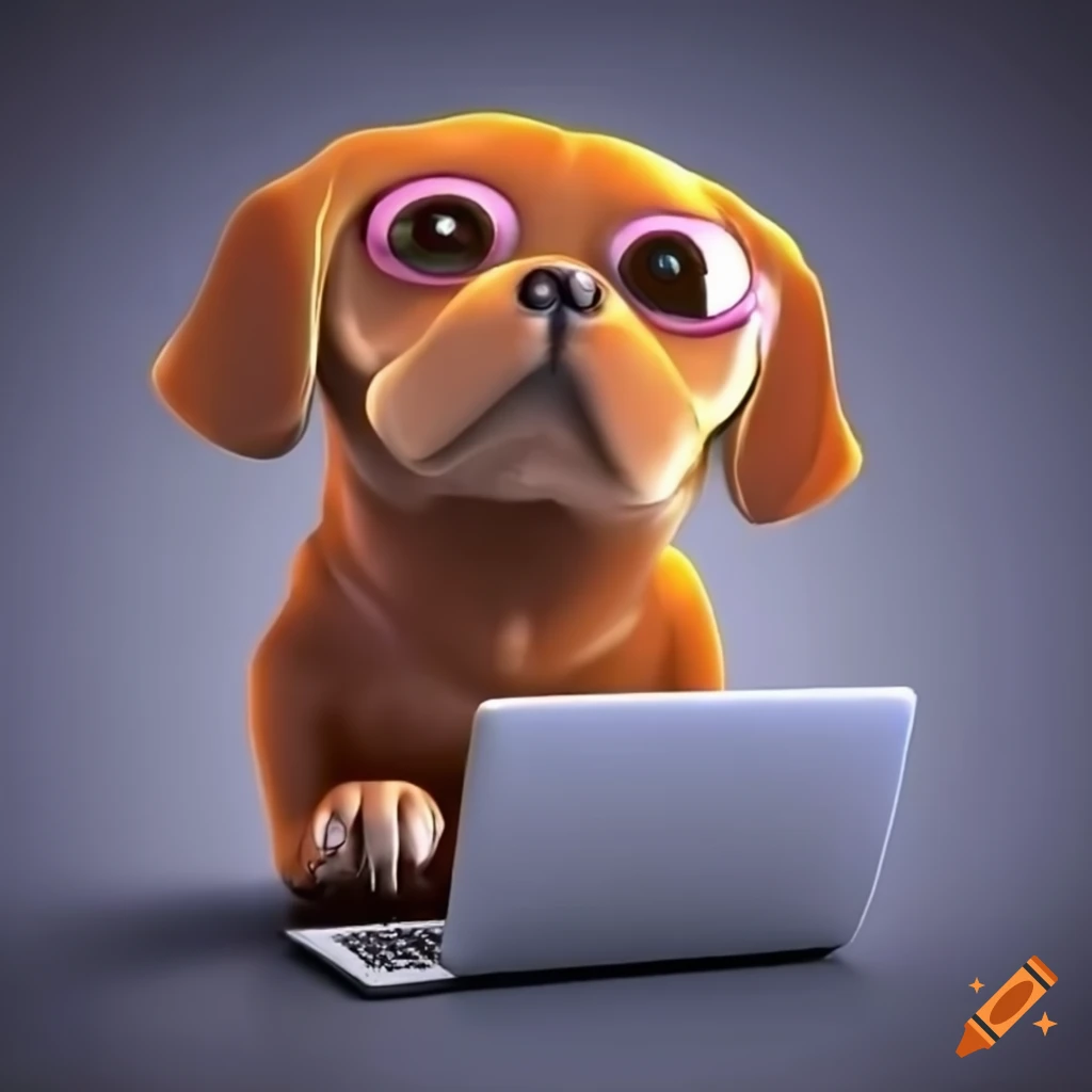 Dog On Computer Glasses
