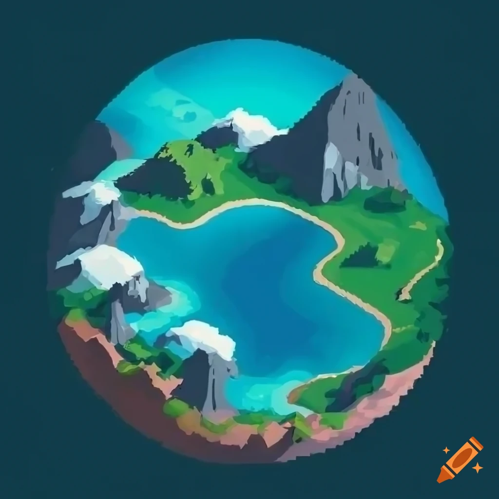 Mountain landscape roads immersive illustration Minimalistic logo of a ...