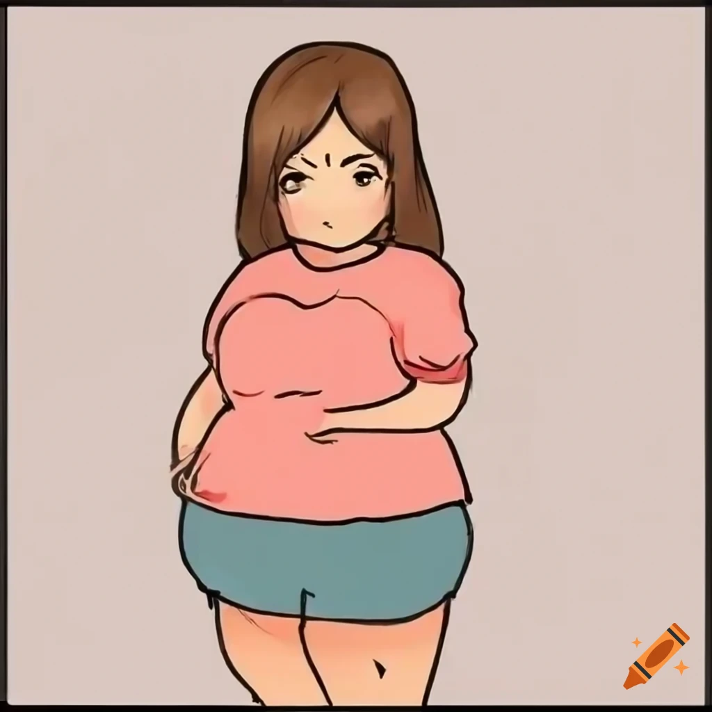 Draw a few chubby girl watching front