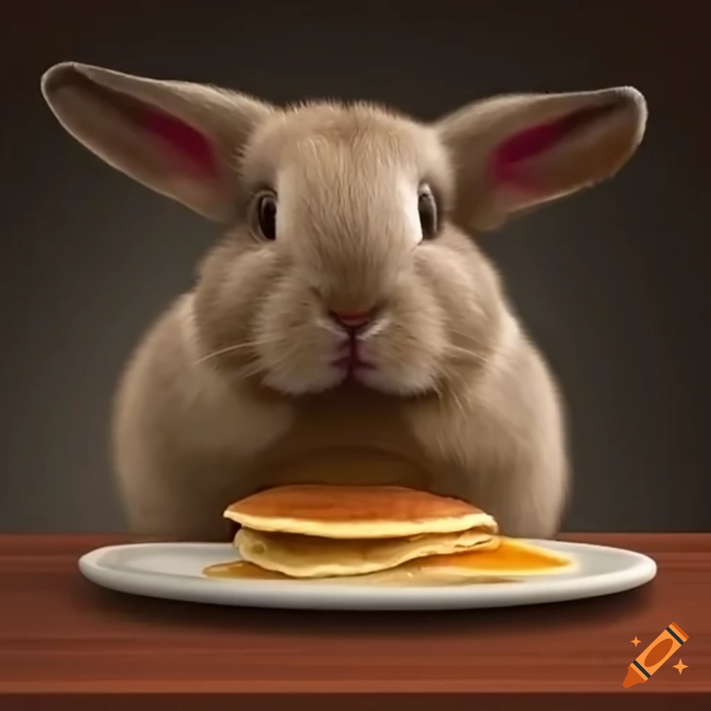 Bunny eating pancakes