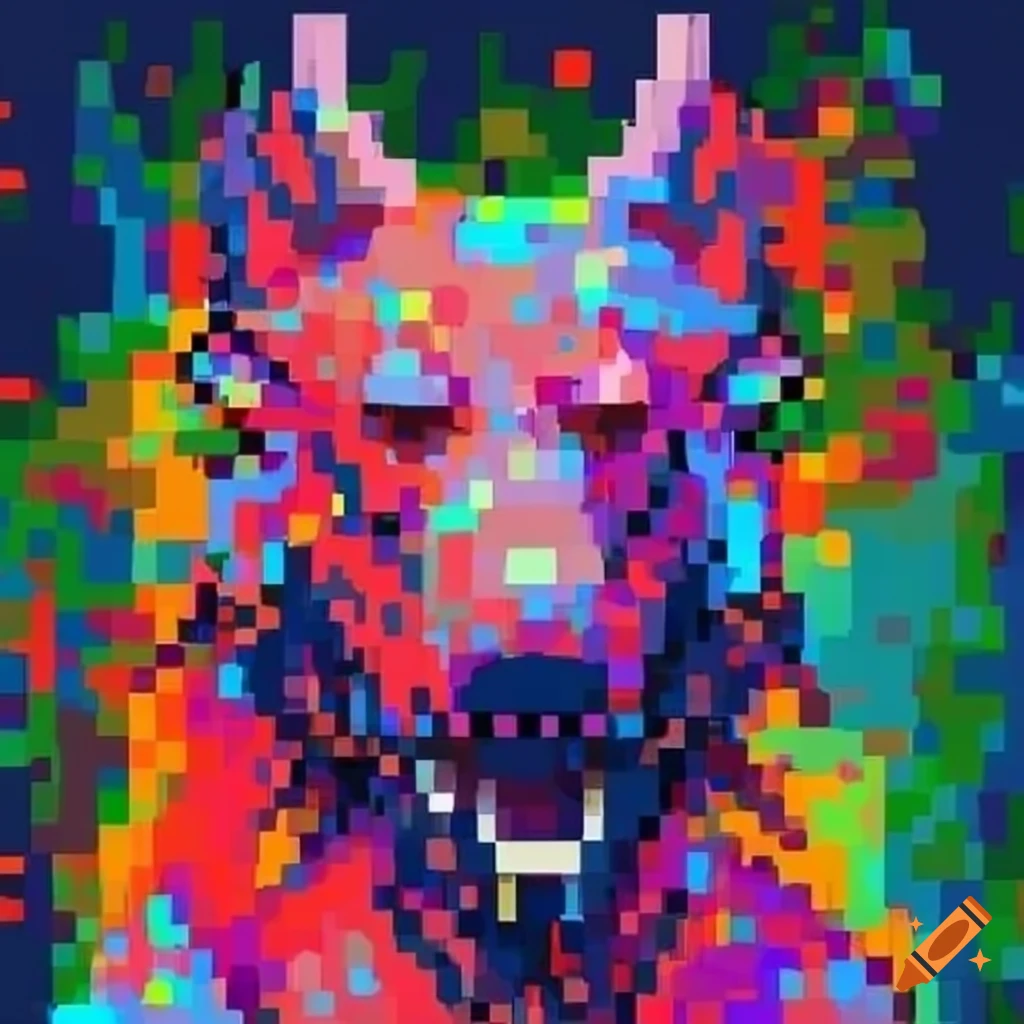Pixel art sprite of a hellhound