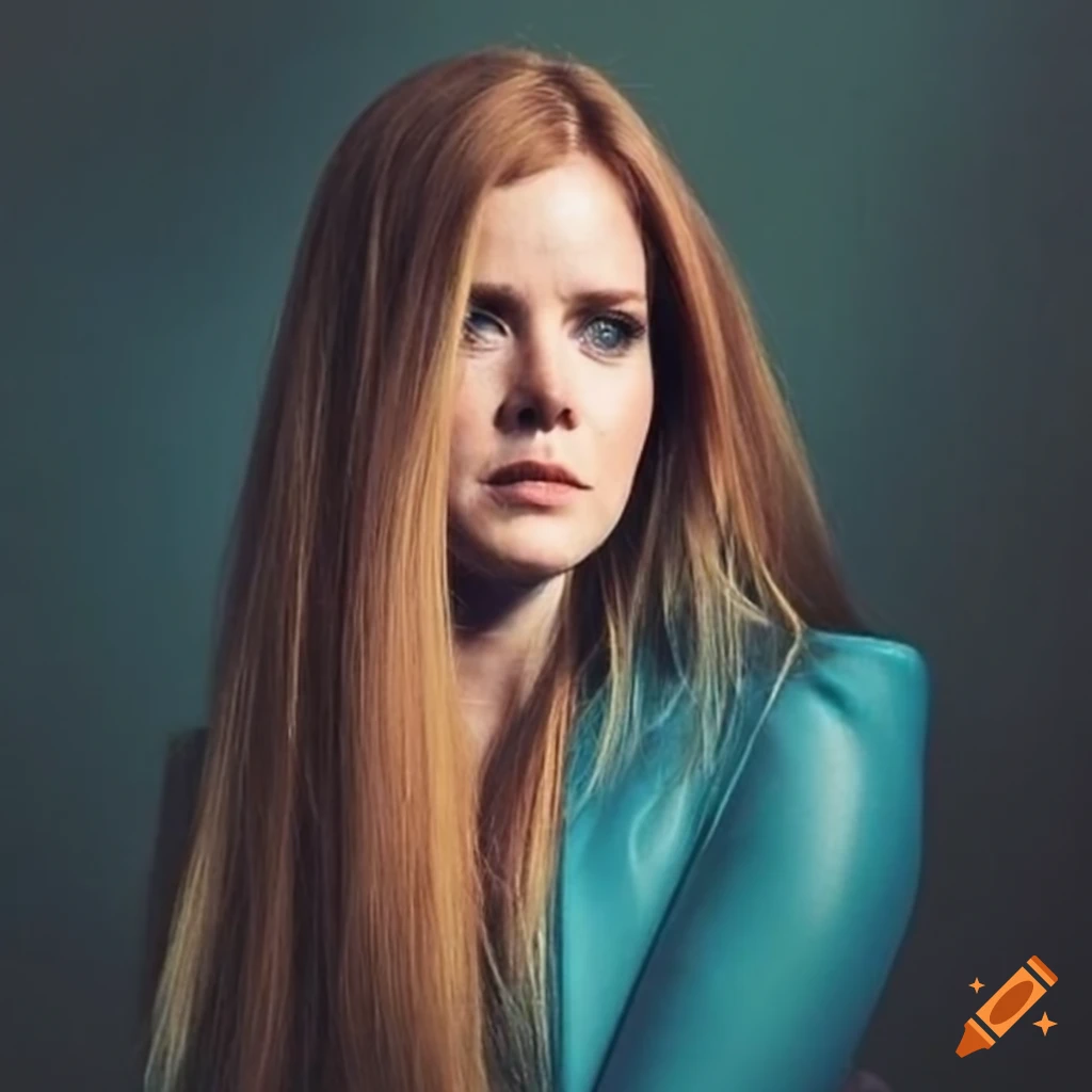 Amy Adams getting her long, straight hair trimmed by a stylist while ...