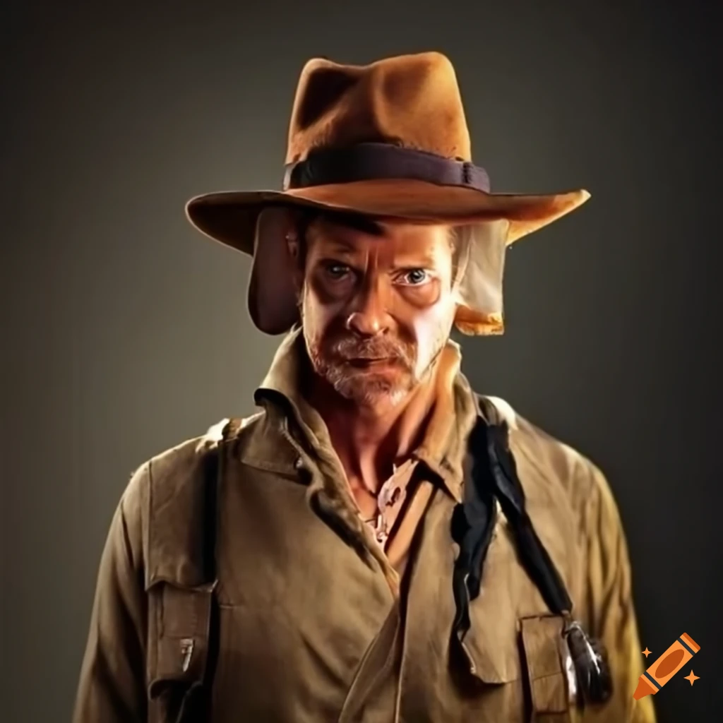 A dog with indiana jones cosplay