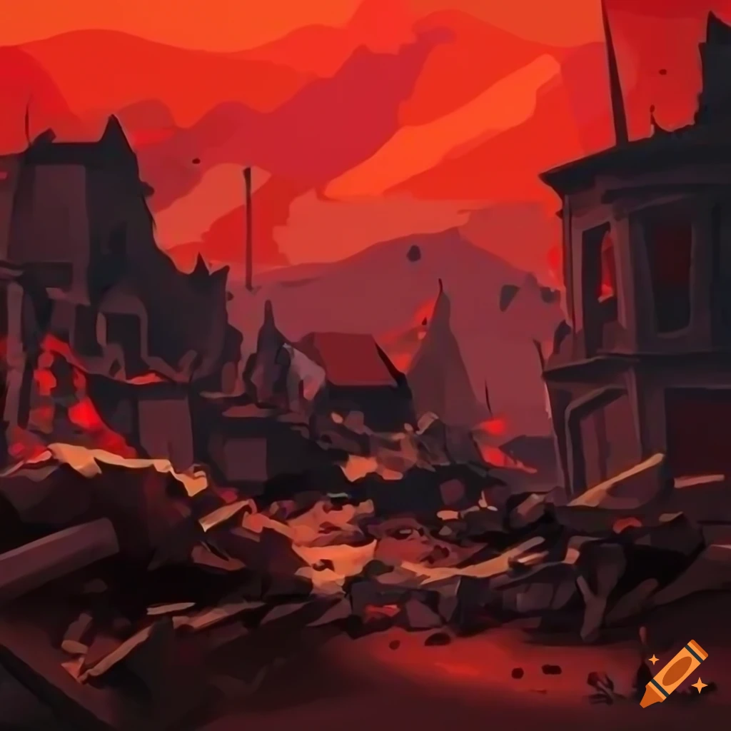 Background only, no character. battlefield landscape. cartoon painting ...