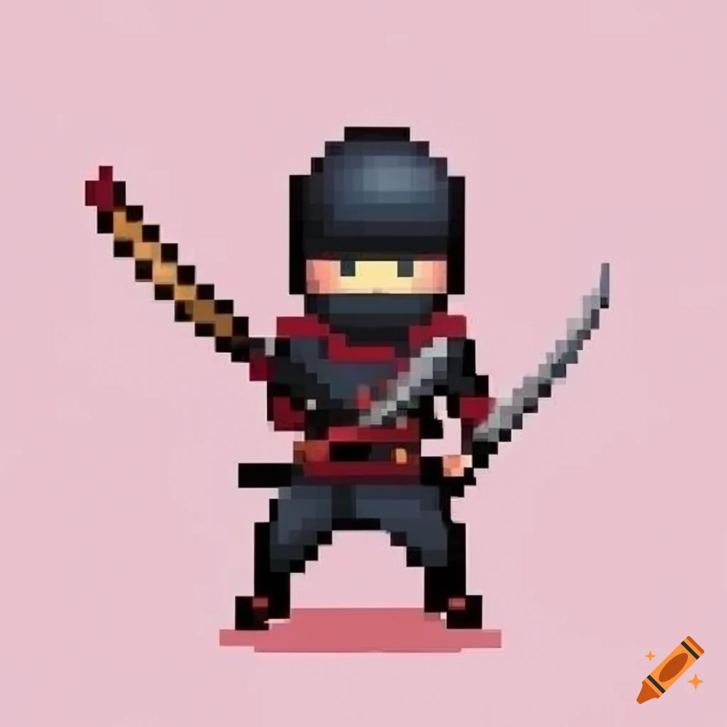 Cute cute pixel art human warrior boy 20x20 sideways ninja samurai with ...