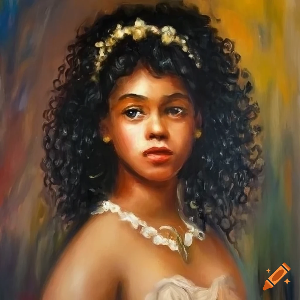 Black princess in renoir style oilpainting on Craiyon