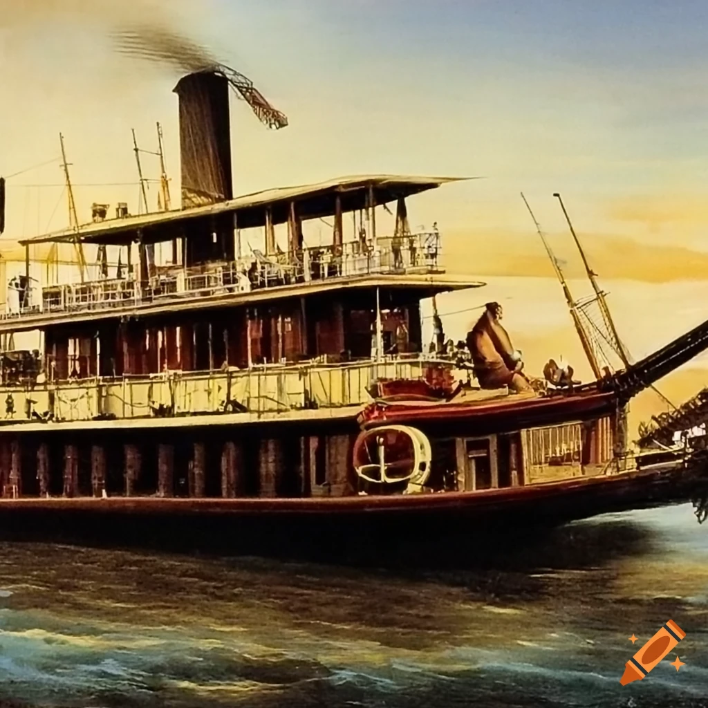Steamboat arabia sailing on the missouri river 1854 on Craiyon
