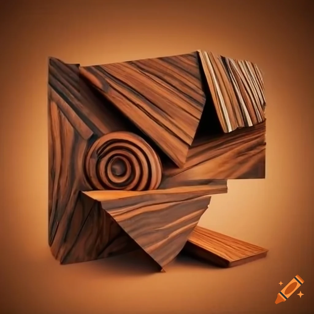 Wall art of wood pieces in 3d