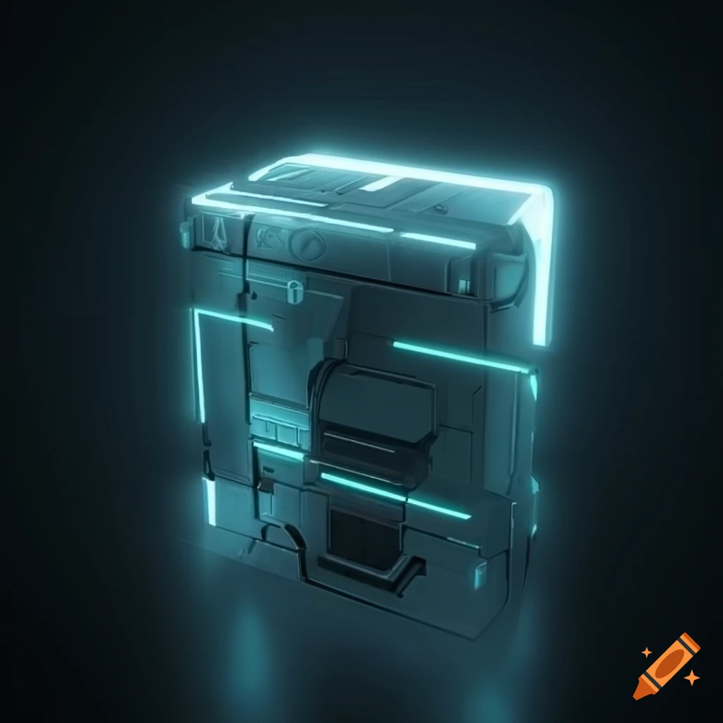 Sci fi box, white dynamic light on Craiyon