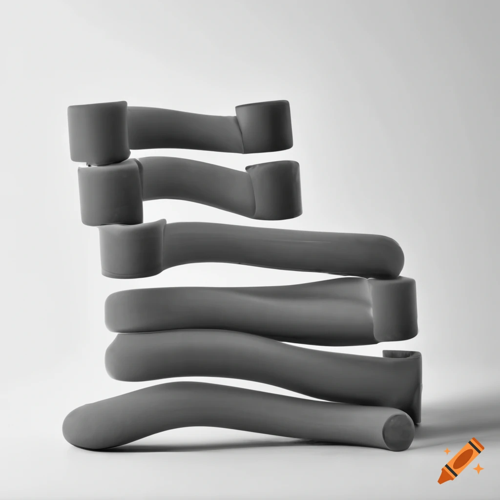 Postmodern chair made of a bundle of thin rubber tubes. white ...