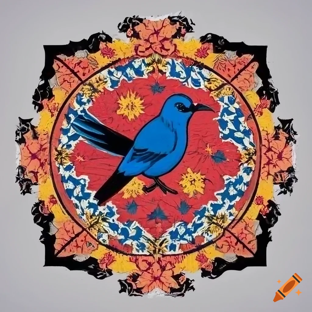 Traditional pennsylvania dutch hex sign with crows surrounded by maple ...