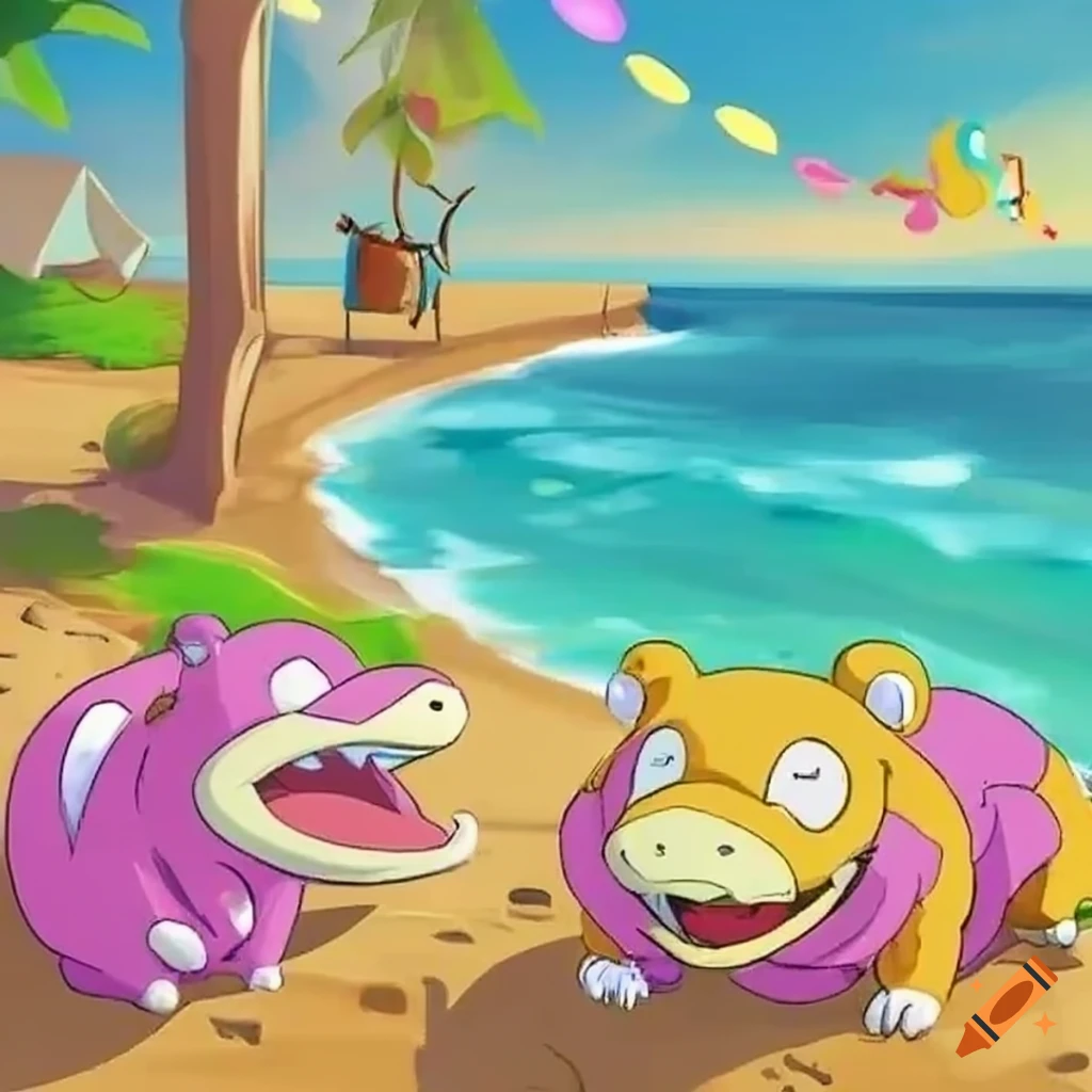 Slowpoke party at the beach