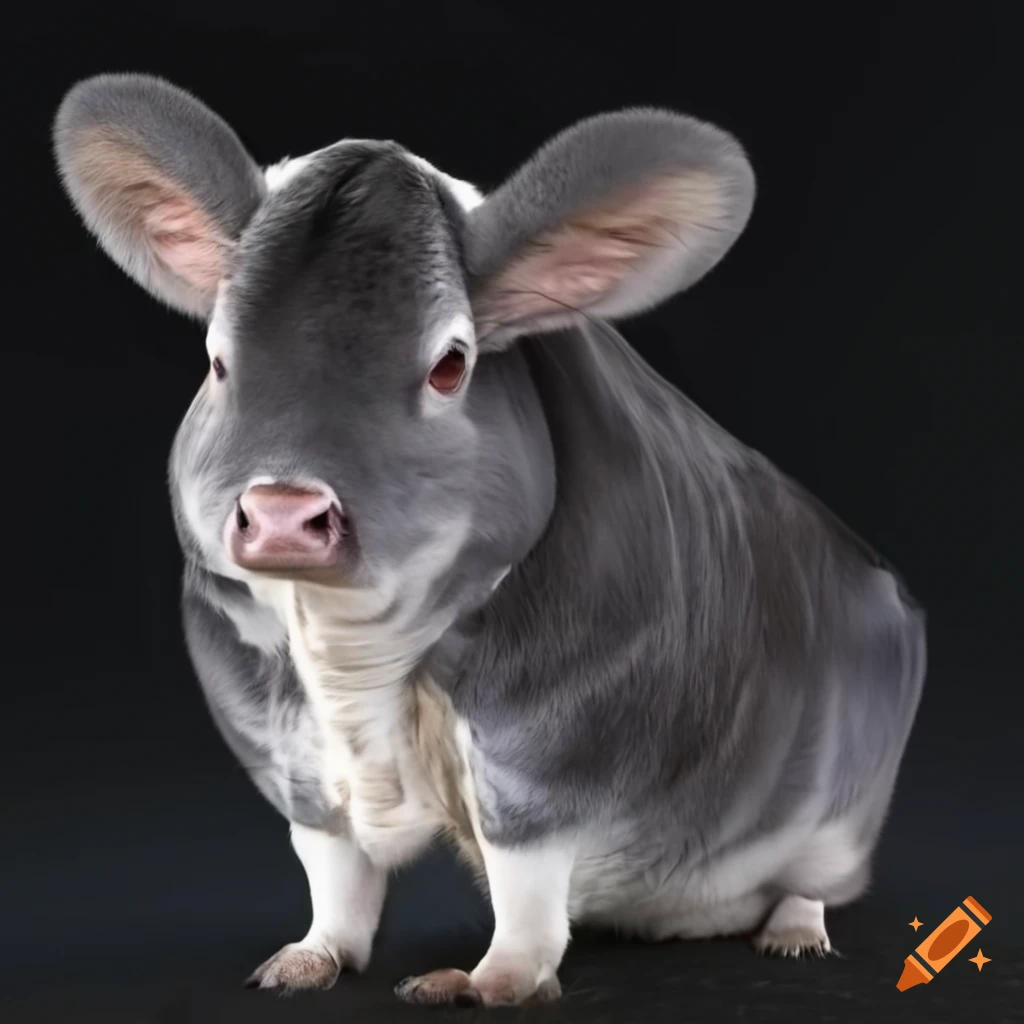 A hybrid with cow and chinchilla features