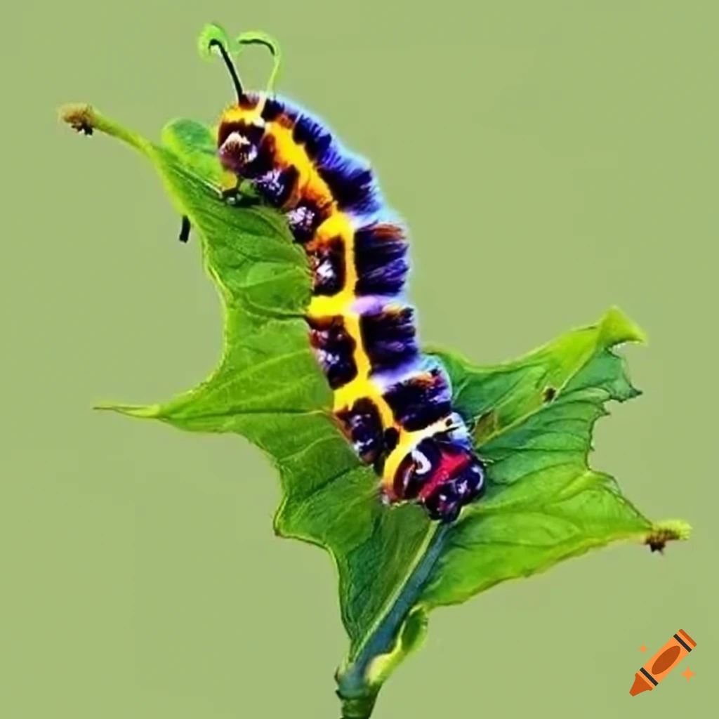 Vibrant color pencil drawings of caterpillars
