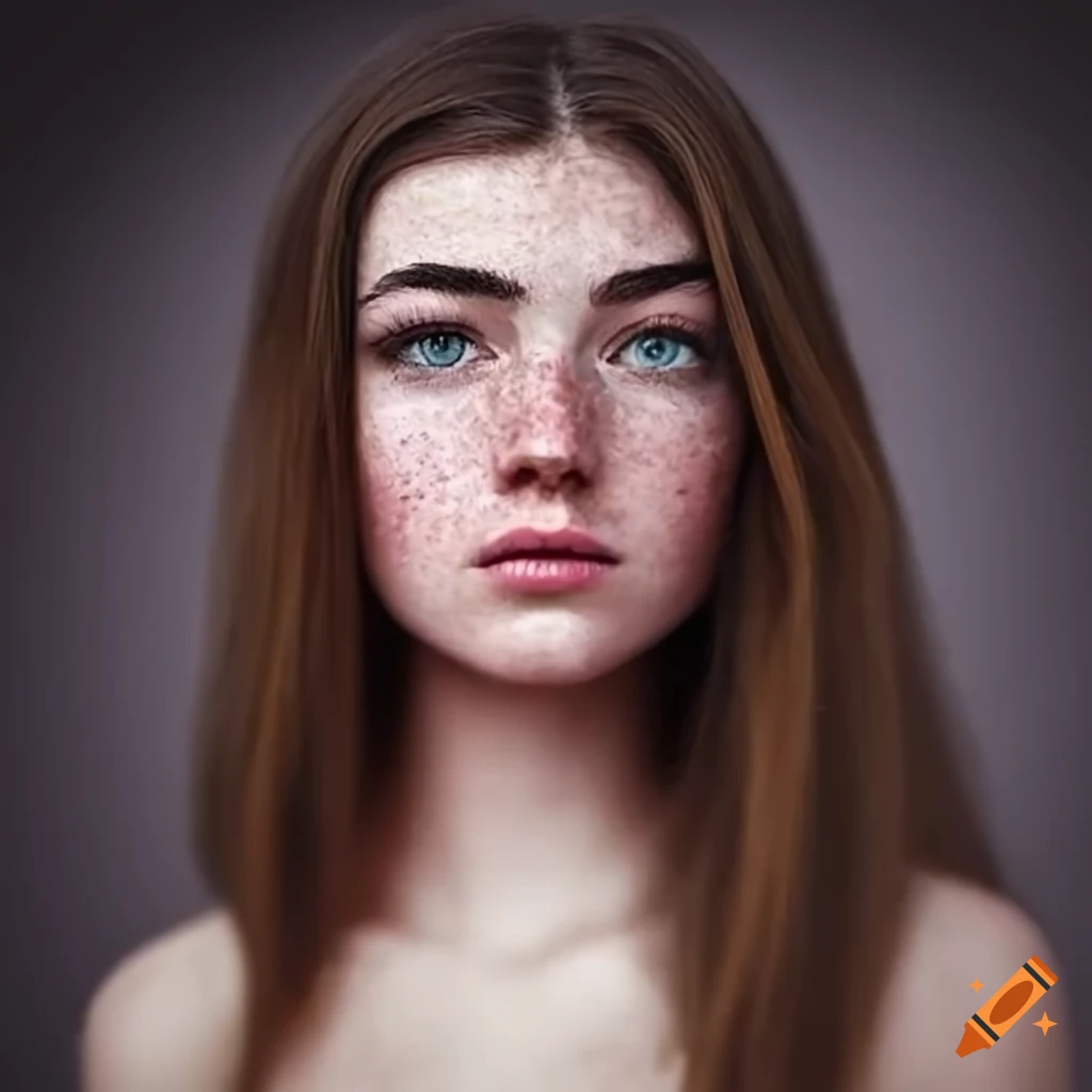 Young woman very light freckles