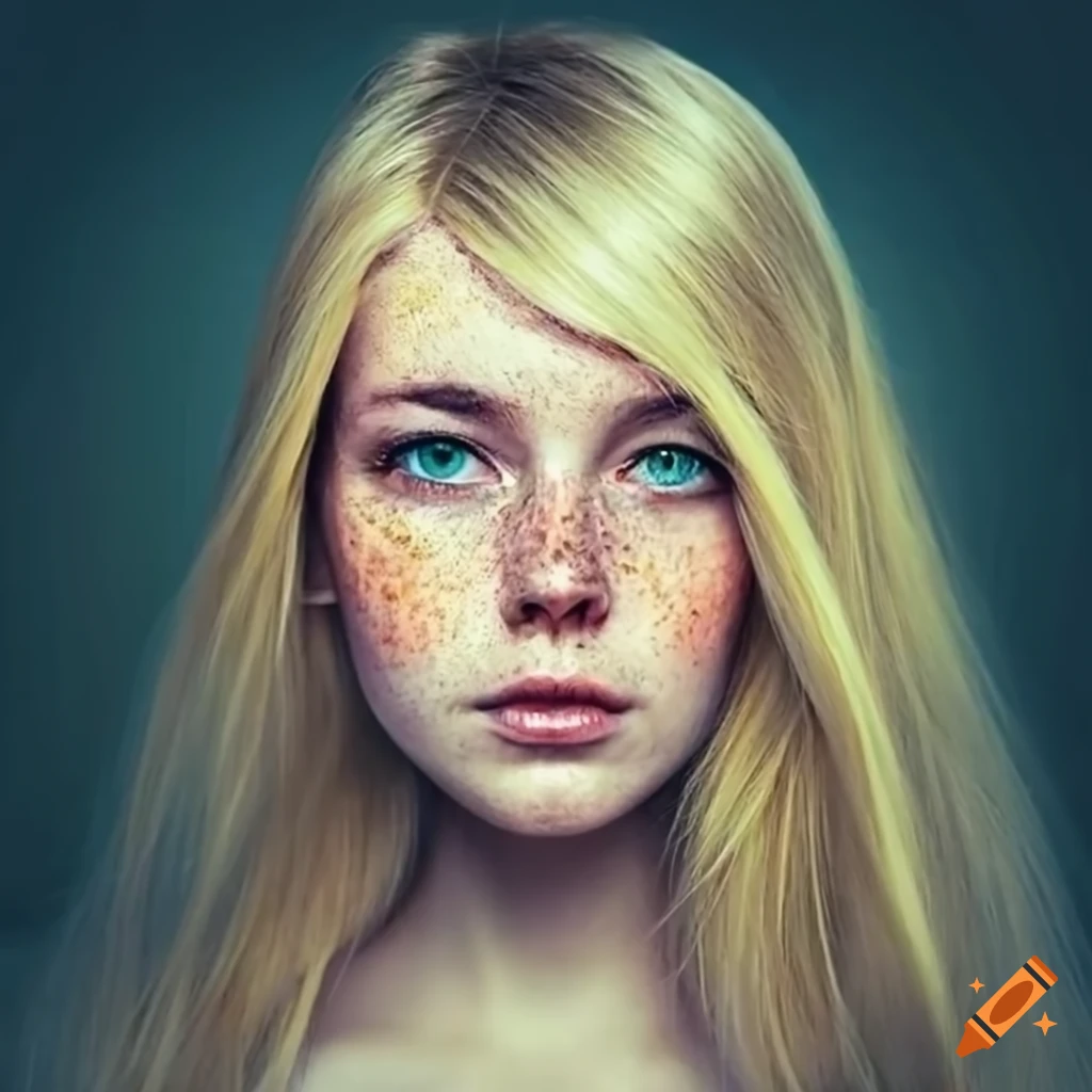 Young woman very light freckles blonde hair