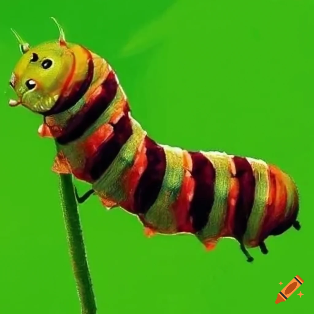 Vibrant color pencil drawings of caterpillars
