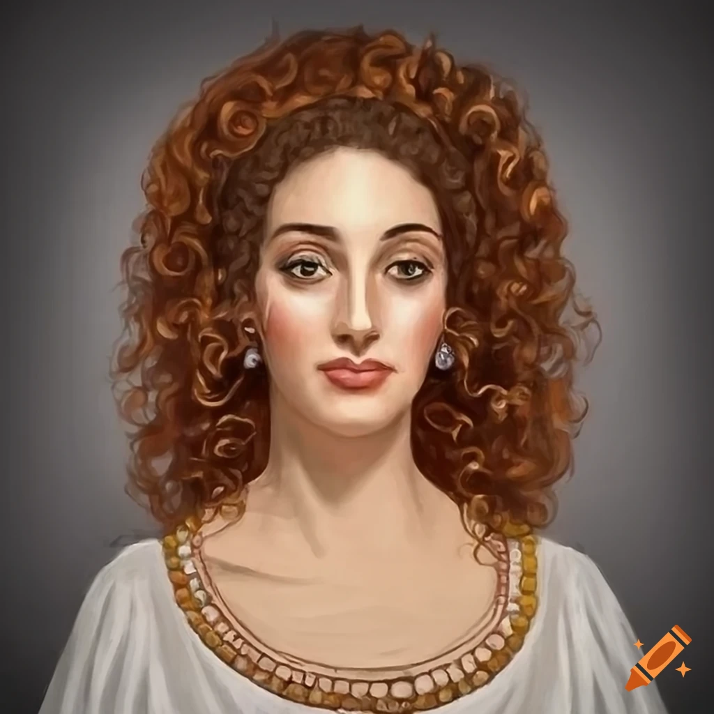 1th century greek style painting of a beautiful smiling young white ...