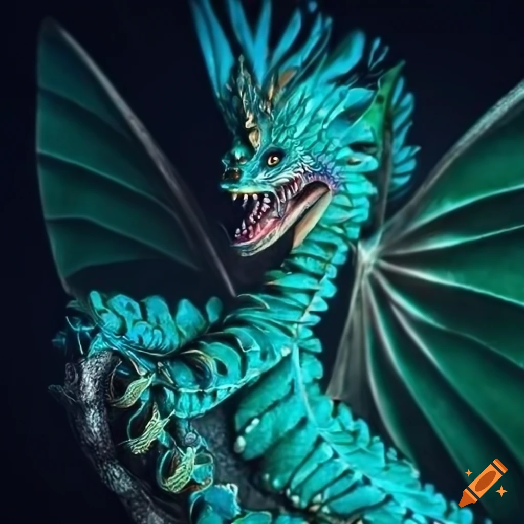 Dragon, traditional mexican art, mayan, colorful, turquoise, flying ...