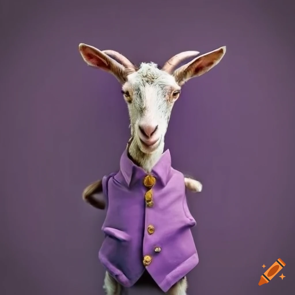 Goat in a purple waistcoat