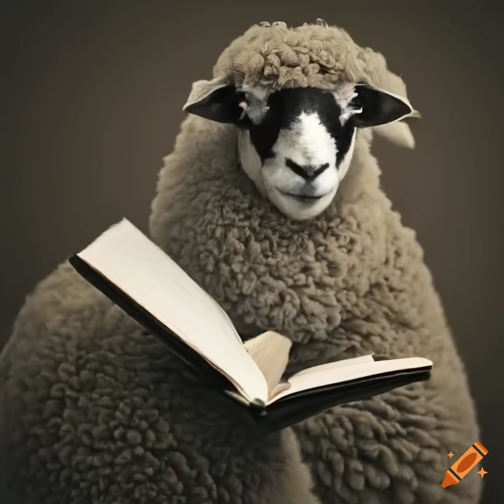 Sheep reading a book